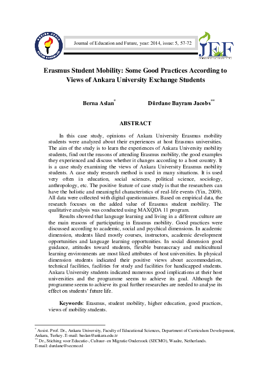 (PDF) Erasmus Student Mobility: Some Good Practices According to Views ...