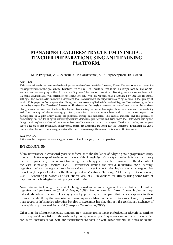 (PDF) Managing teachers’ practicum in initial teacher preparation using ...