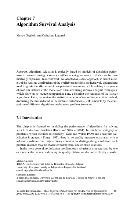 (PDF) Chapter 7 Algorithm Survival Analysis