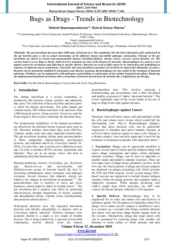 (PDF) Bugs as Drugs-Trends in Biotechnology