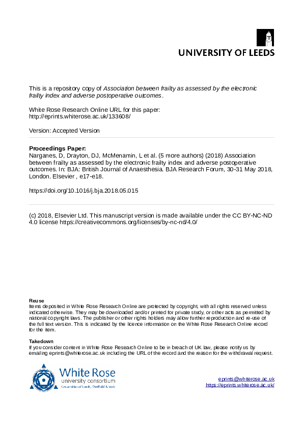 (PDF) Association between frailty as assessed by the electronic frailty ...