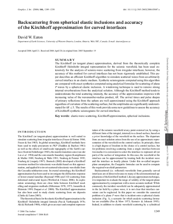 (PDF) Kirchhoff Approximation for Spherical Scattering