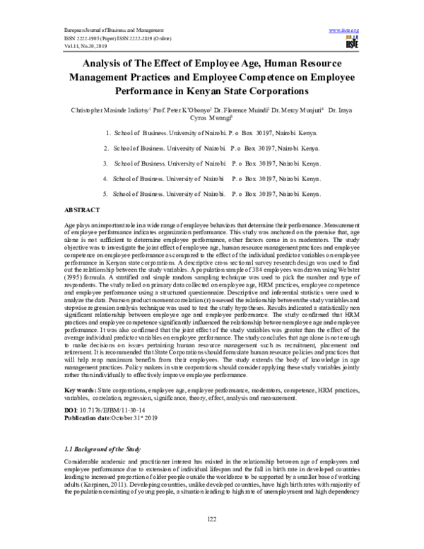 (PDF) Analysis of The Effect of Employee Age, Human Resource Management ...
