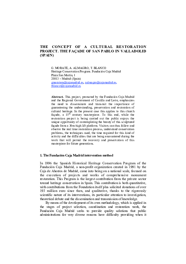 (PDF) The concept of a cultural restoration project. The façade of San ...