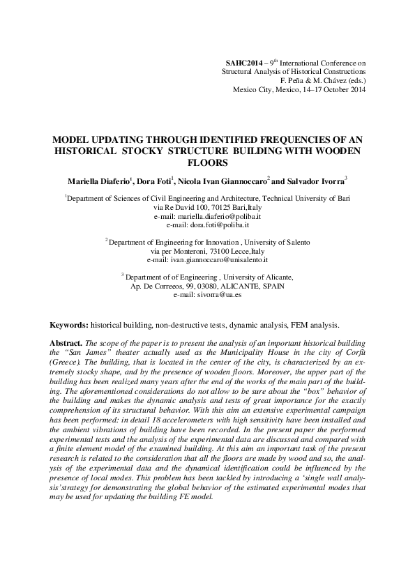 (PDF) Model Updating Through Identified Frequencies of an Historical ...