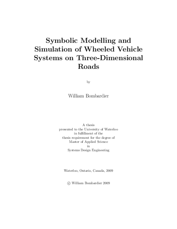 (PDF) Symbolic Modelling and Simulation of Wheeled Vehicle Systems on ...