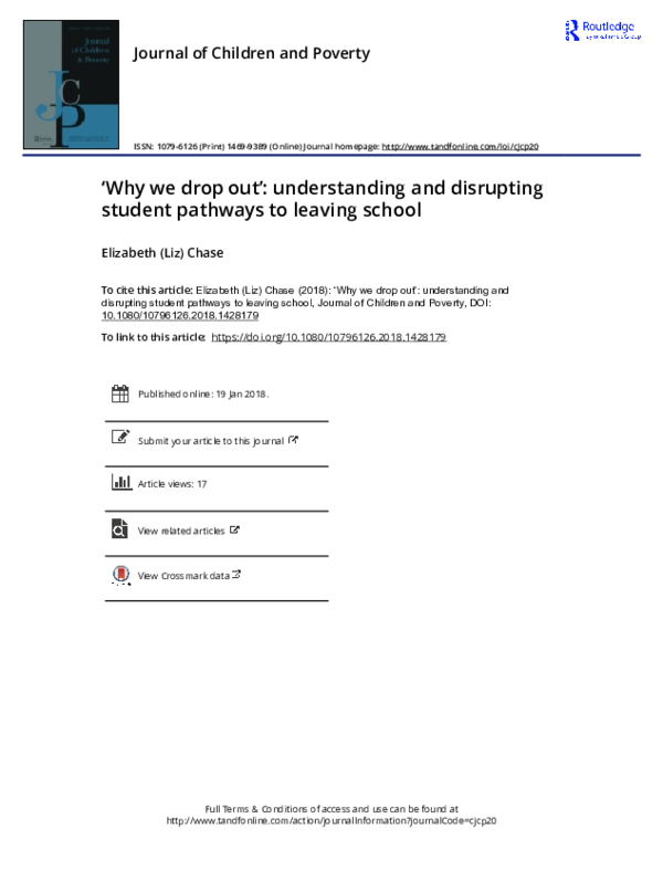 (PDF) 'Why We Drop Out': Understanding and Disrupting Student Pathways ...