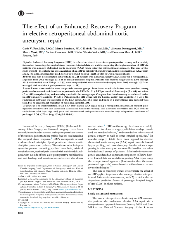 (PDF) The effect of an Enhanced Recovery Program in elective ...
