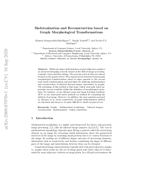(PDF) Skeletonization and Reconstruction based on Graph Morphological Transformations