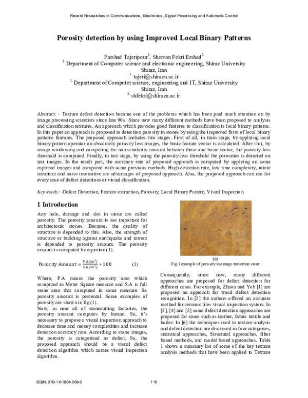 (PDF) Porosity detection by using improved local binary patterns