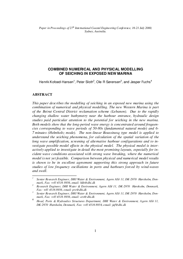 (PDF) Combined Numerical and Physical Modelling of Seiching in Exposed ...