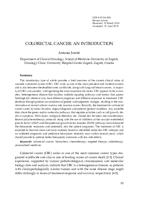 (PDF) Colorectal cancer: An introduction