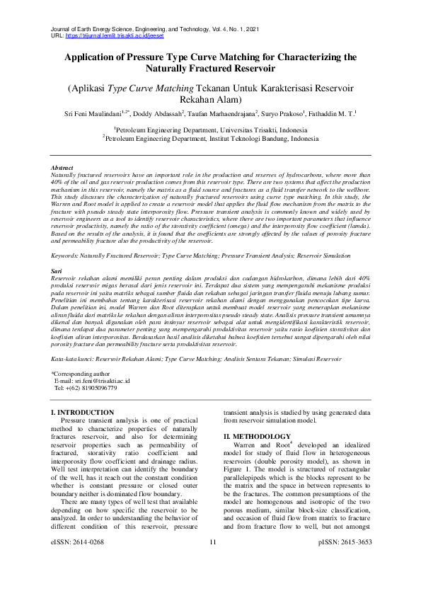 (PDF) Application of Pressure Type Curve Matching for Characterizing the Naturally Fractured ...
