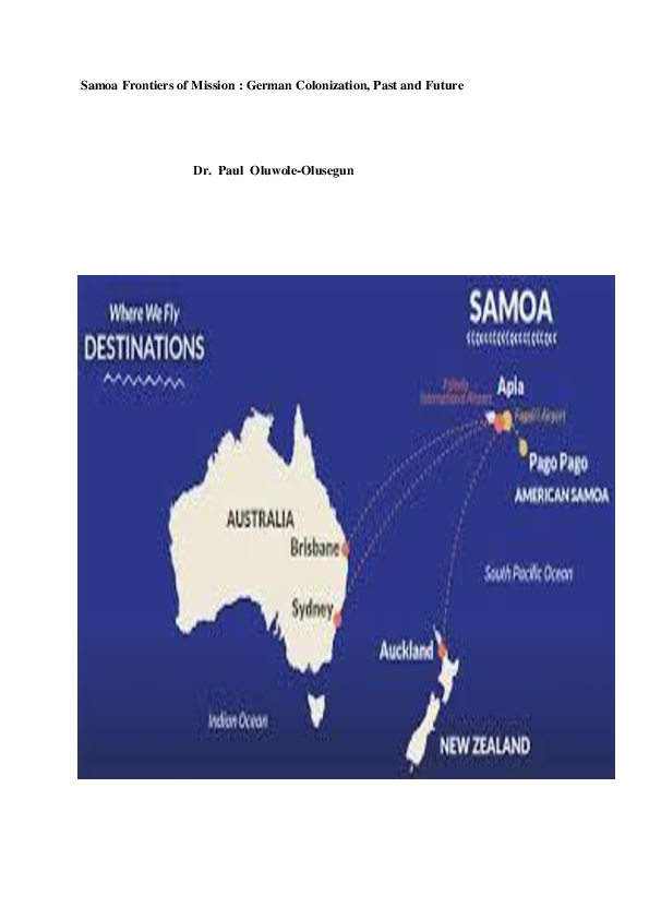 (PDF) Samoa Frontiers of Mission : German Colonization, Past and Future