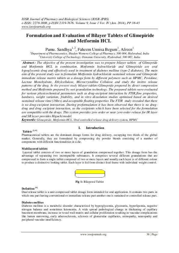 Pdf Formulation And Evaluation Of Bilayer Tablets Of Amlodipine Besilate And Metprolol Succinate