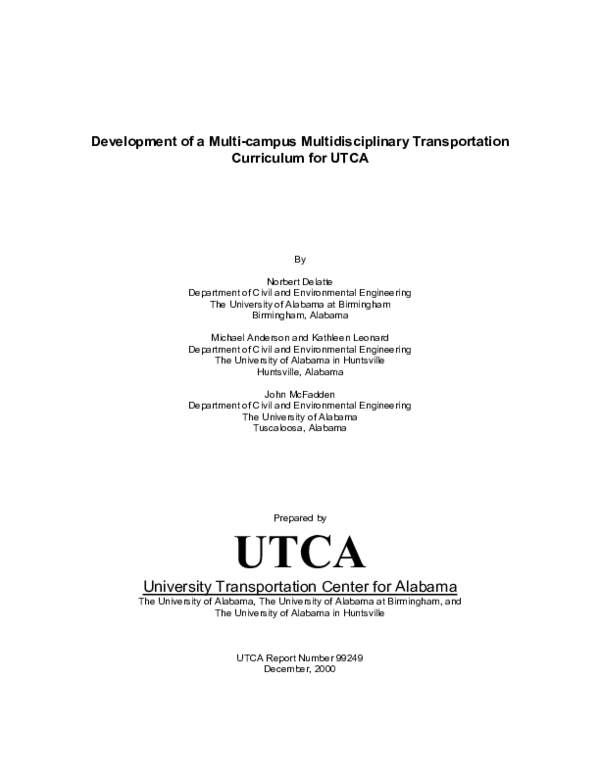 (PDF) Development of a Multi-Campus Multidisciplinary Transportation ...