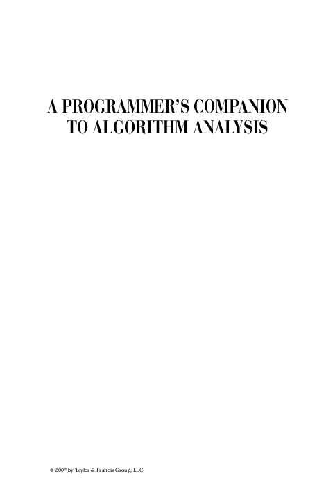 (PDF) A Programmer's Companion to Algorithm Analysis