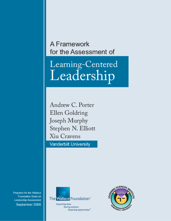 (PDF) A Framework for the Assessment of Learning-Centered Leadership