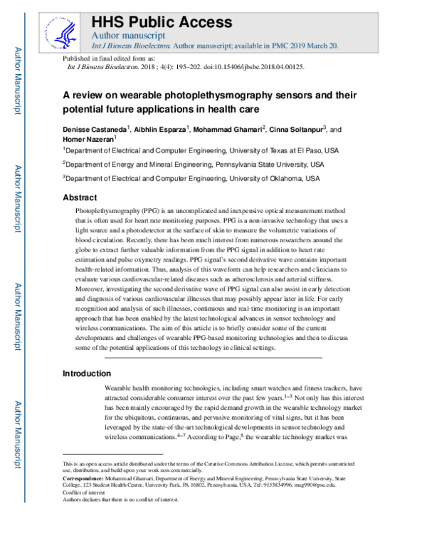 (PDF) A review on wearable photoplethysmography sensors and their ...