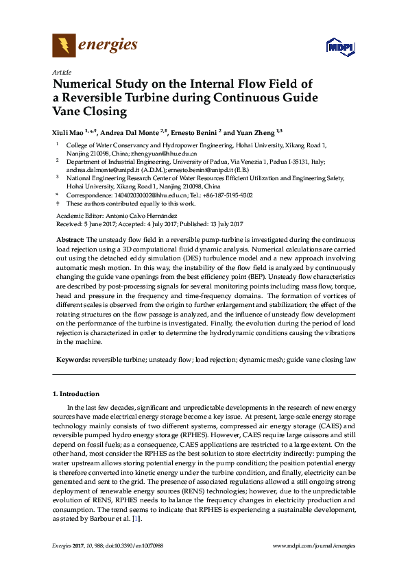 (PDF) Numerical Study on the Internal Flow Field of a Reversible ...