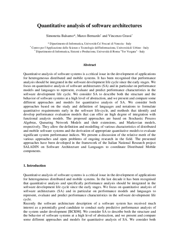 (PDF) Quantitative analysis of software architectures