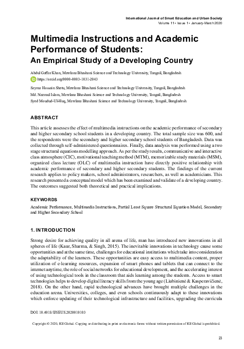 (PDF) Multimedia Instructions and Academic Performance of Students