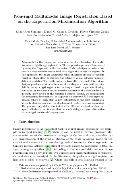 Pdf Non Rigid Multimodal Image Registration Based On The Expectation