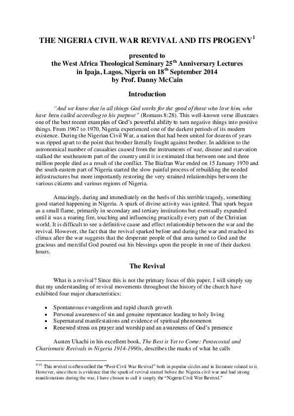 The Nigeria Civil War Revival and its Progeny