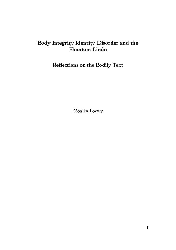 (PDF) Body Integrity Identity Disorder and the Phantom Limb ...