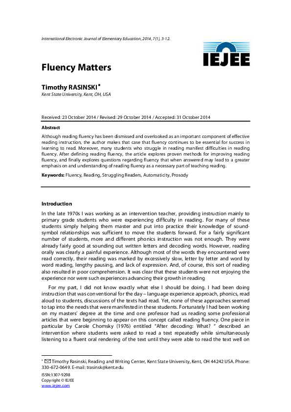(PDF) Fluency Matters