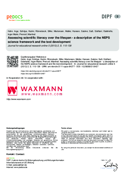 (PDF) Assessing scientific literacy over the lifespan - a description ...