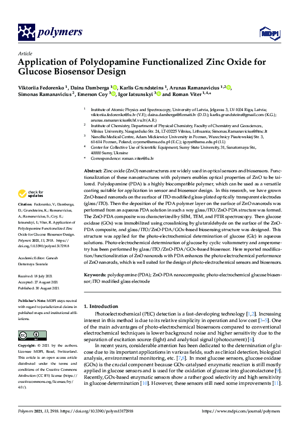 (PDF) Application of Polydopamine Functionalized Zinc Oxide for Glucose ...