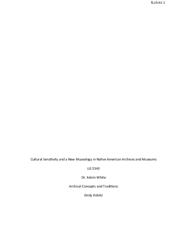 (DOC) Cultural Sensitivity and a New Museology in Native American ...