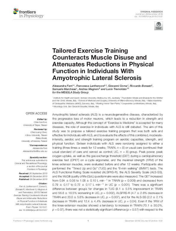 (PDF) Tailored Exercise Training Counteracts Muscle Disuse and ...