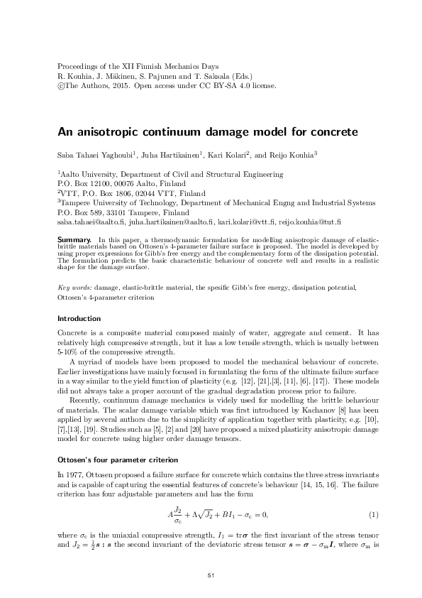 (PDF) An anisotropic continuum damage model for concrete