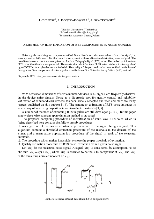 (PDF) A method of identification of RTS components in noise signals