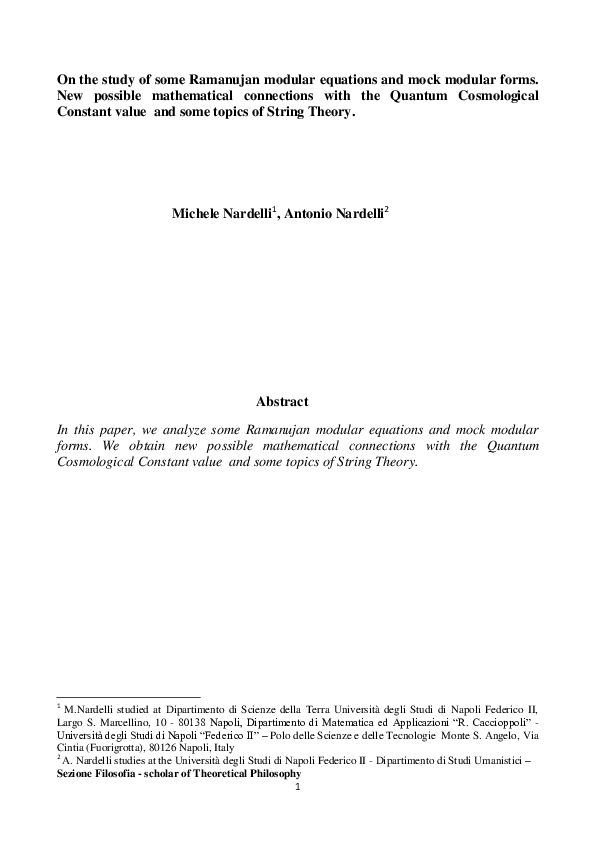(PDF) On the study of some Ramanujan modular equations and mock modular ...