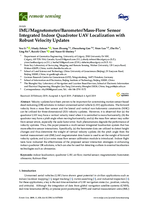 (PDF) IMU/Magnetometer/Barometer/Mass-Flow Sensor Integrated Indoor ...