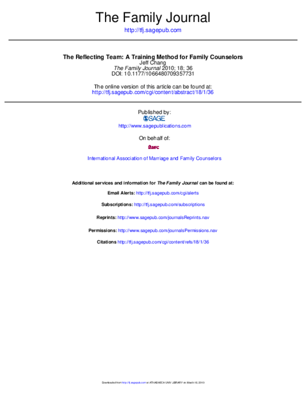(PDF) The Reflecting Team: A Training Method for Family Counselors