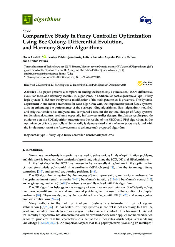 (PDF) Comparative Study in Fuzzy Controller Optimization Using Bee Colony, Differential ...