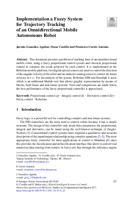 Pdf Implementation A Fuzzy System For Trajectory Tracking Of An Omnidirectional Mobile