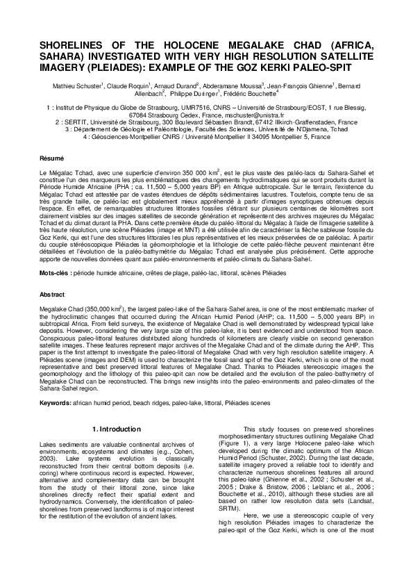 (PDF) shorelines of the Holocene Megalake Chad (Africa, Sahara ...