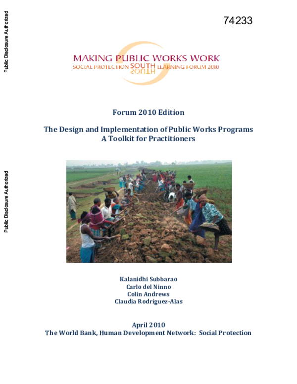 (PDF) The design and implementation of public works programs : a ...