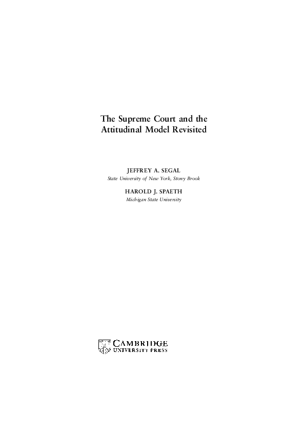 (PDF) The Supreme Court and the attitudinal model revisited