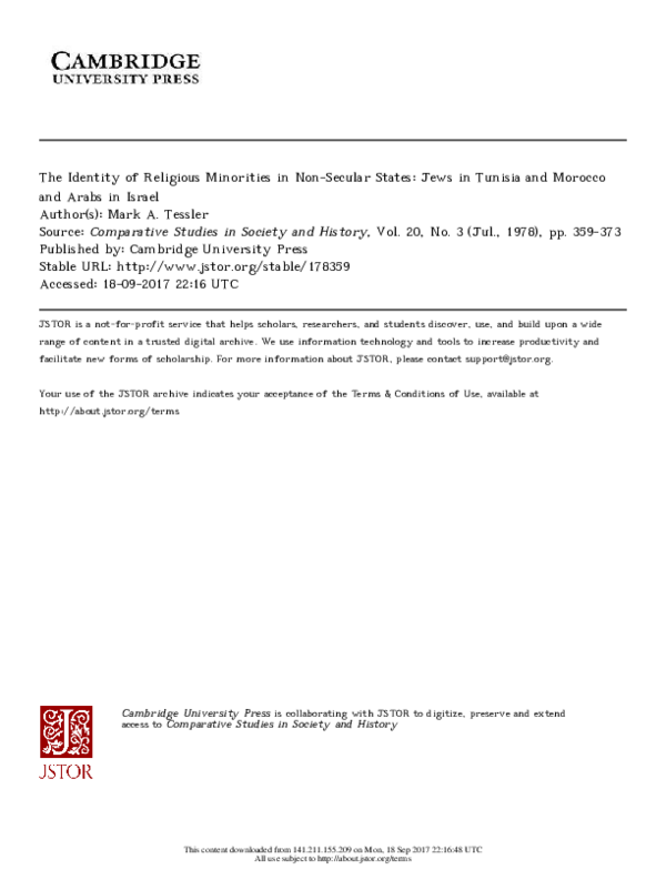 (PDF) The Identity of Religious Minorities in Non-Secular States: Jews ...