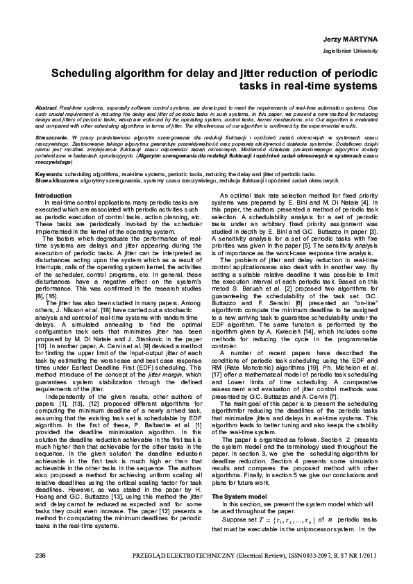 Pdf Scheduling Algorithm For Delay And Jitter Reduction Of Periodic