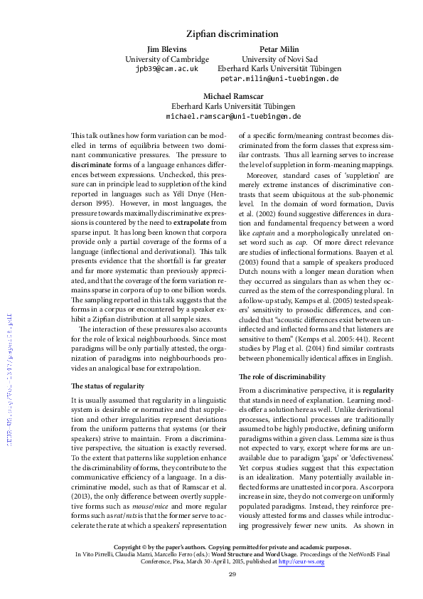 (PDF) Zipfian discrimination