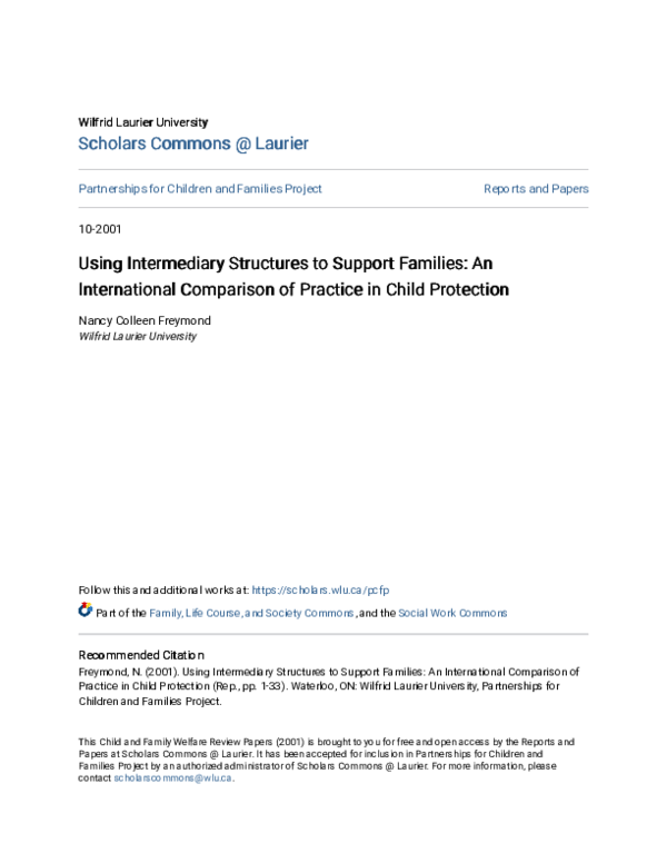 (PDF) Using Intermediary Structures to Support Families: An ...