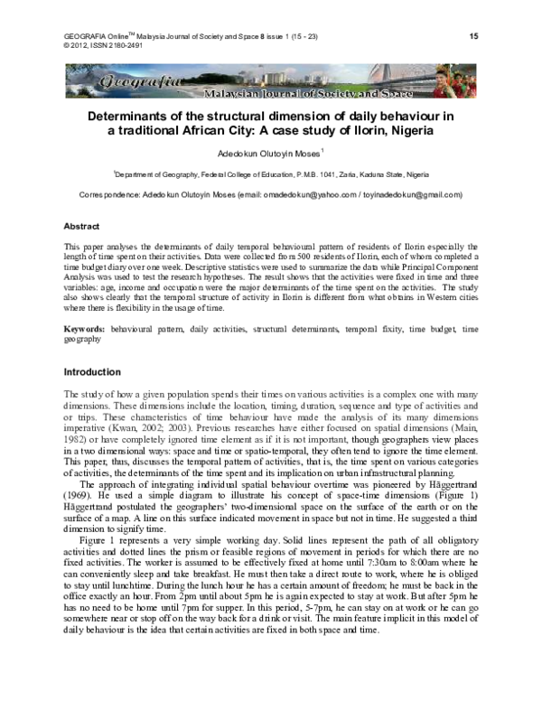 (PDF) Determinants of the structural dimension of daily behaviour in a traditional African City ...
