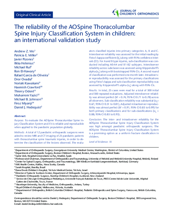 (PDF) The reliability of the AOSpine Thoracolumbar Spine Injury ...